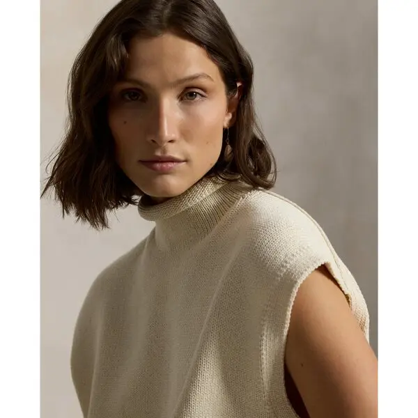 Ralph Lauren Sleeveless Cotton Turtleneck Sweater