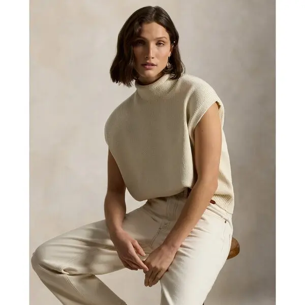 Ralph Lauren Sleeveless Cotton Turtleneck Sweater