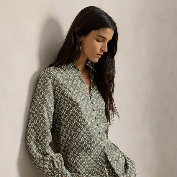 Ralph Lauren Floral-print Silk Shirt - Green Multi