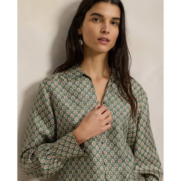 Ralph Lauren Floral-print Silk Shirt - Green Multi