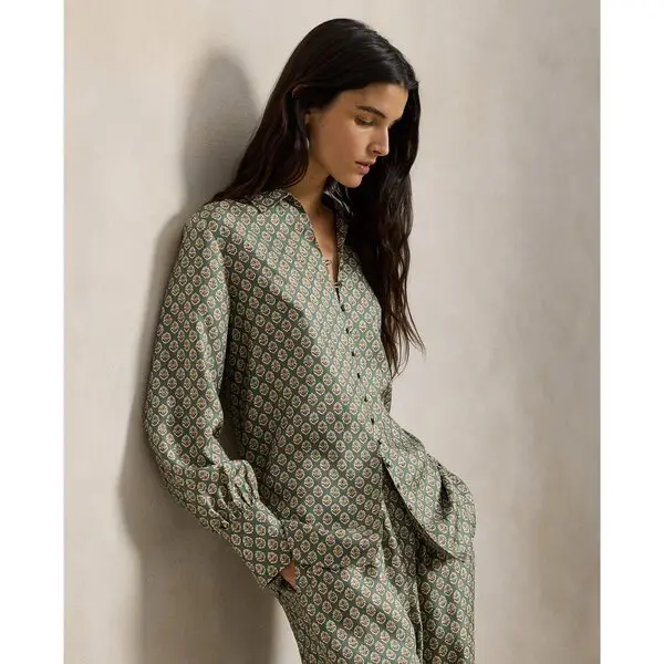 Ralph Lauren Floral-print Silk Shirt - Green Multi