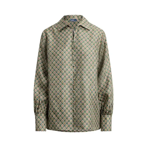 Ralph Lauren Floral-print Silk Shirt - Green Multi