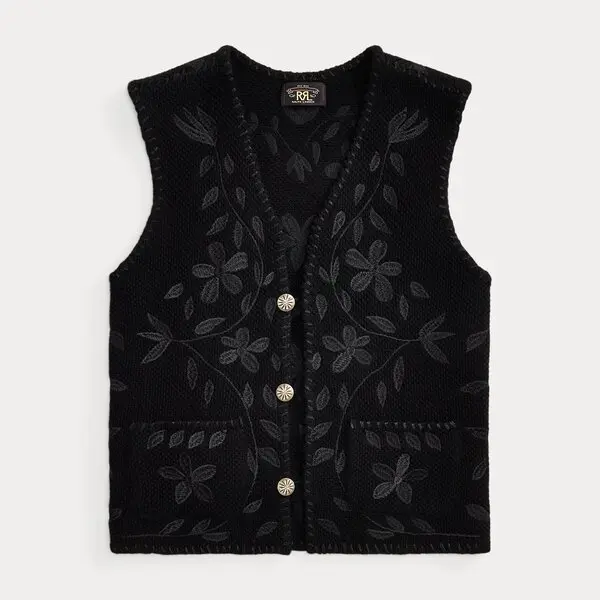 Ralph Lauren Embroidered Wool-cashmere Vest
