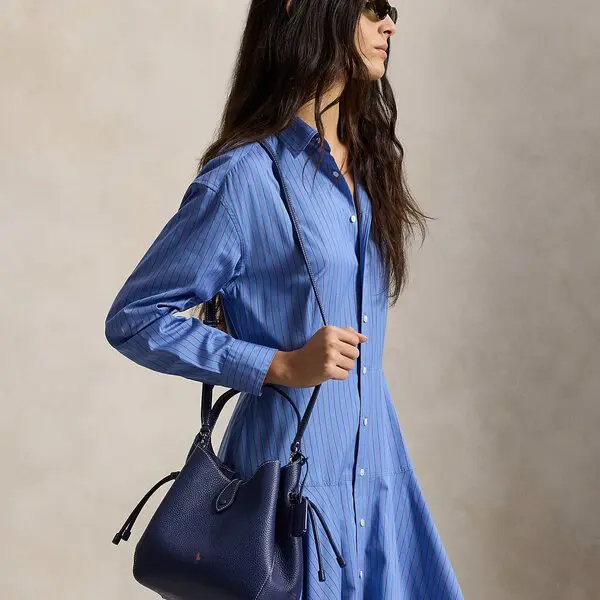 Ralph Lauren Polo Play Leather Drawstring Bag - Ink