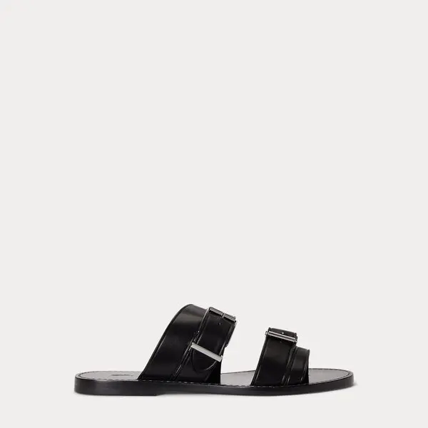 Ralph Lauren Buckled-strap Leather Slide Sandals