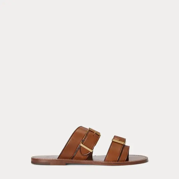 Ralph Lauren Buckled-strap Leather Slide Sandals - Cuoio