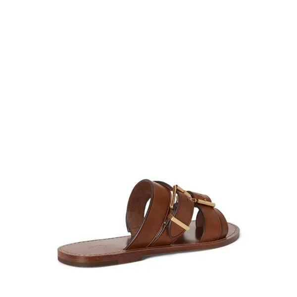 Ralph Lauren Buckled-strap Leather Slide Sandals - Cuoio