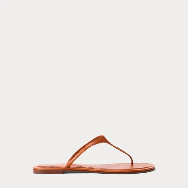 Ralph Lauren Polo Play Leather Thong Sandal - Cuoio