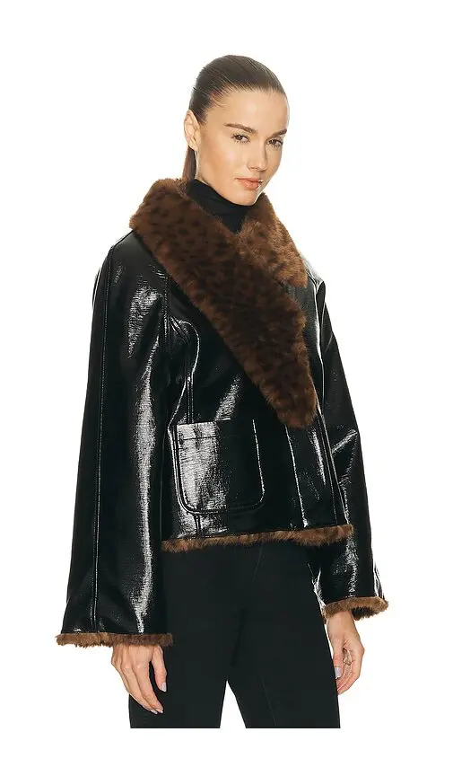 REVOLVE X JJ Pu Leather Leopard Print Jacket