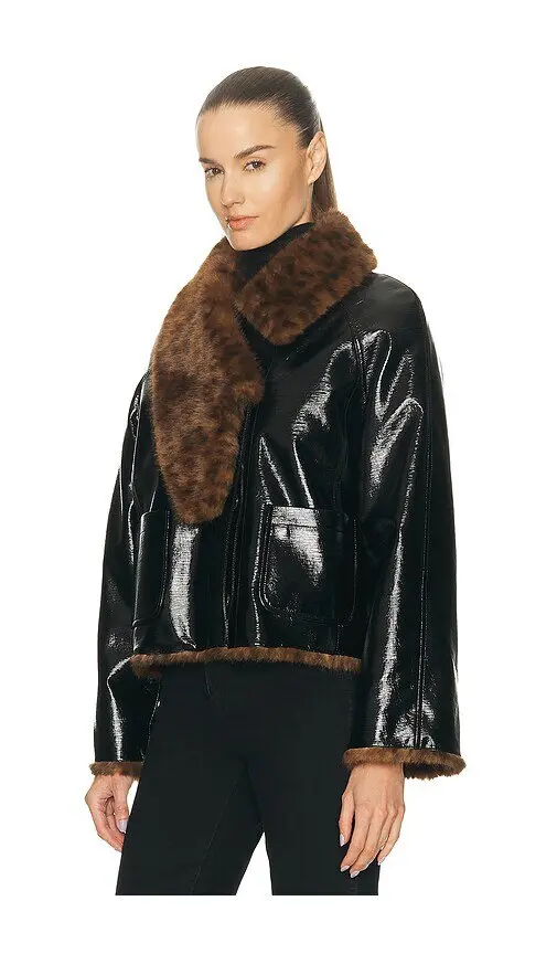 REVOLVE X JJ Pu Leather Leopard Print Jacket