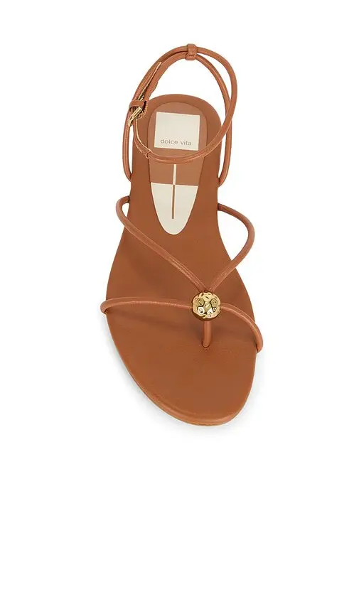 Dolce Vita Kenley Flat Sandals With Gold-tone Bauble Detail - Brown