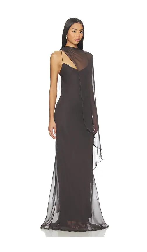 THE SEI Cami Gown With Cape And Slit - Charcoal