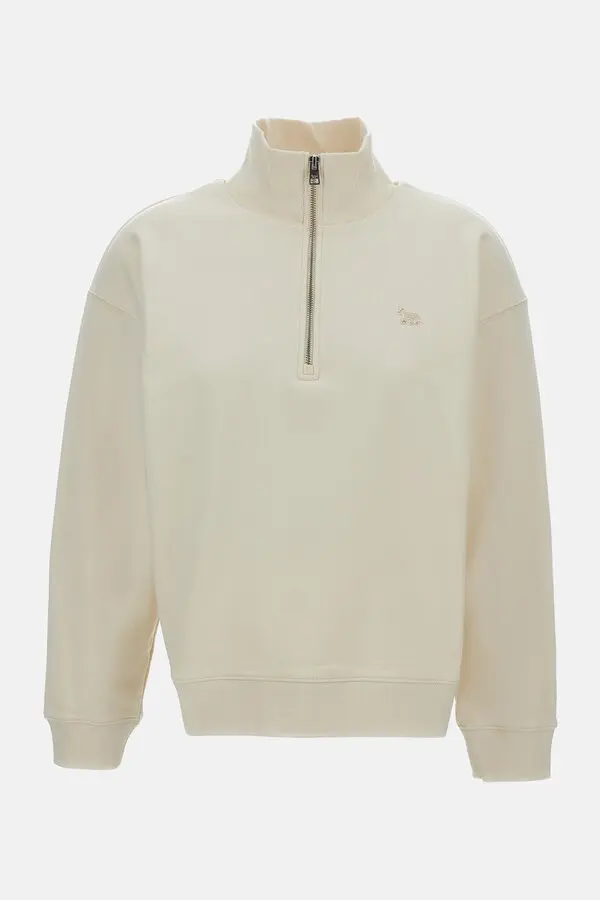 Maison Kitsuné Sweatshirt With Half Zip - Beige