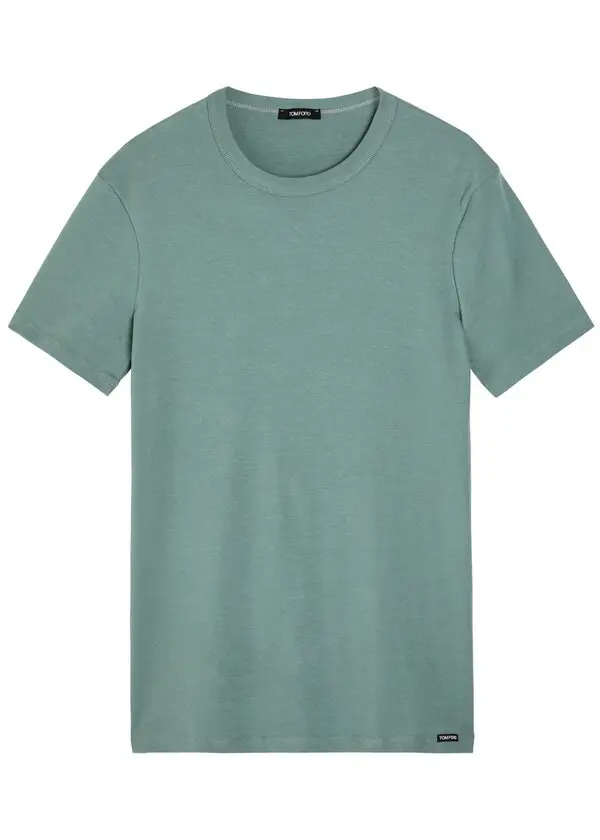 TOM FORD Crew-neck Stretch-cotton T-shirt - Teal