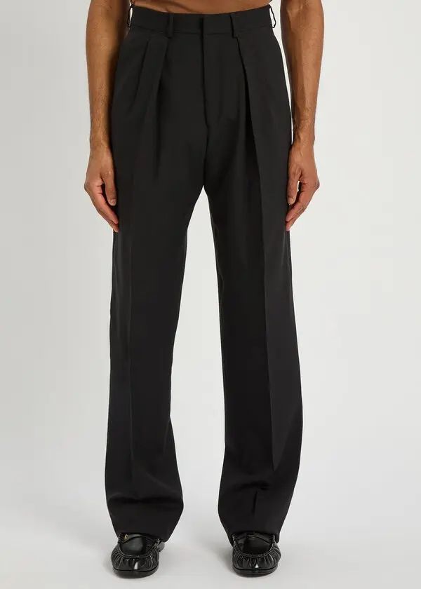 TOM FORD Double-pleated Wool-blend Trousers - Black