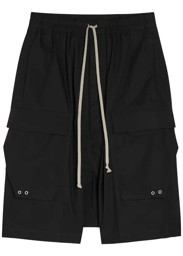 Rick Owens Cotton-poplin Cargo Pods Shorts - Black