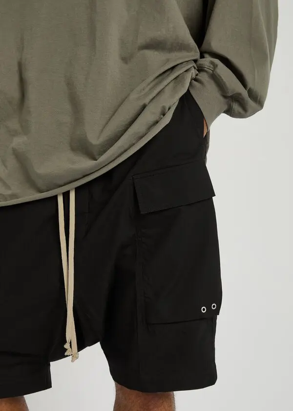Rick Owens Cotton-poplin Cargo Pods Shorts - Black