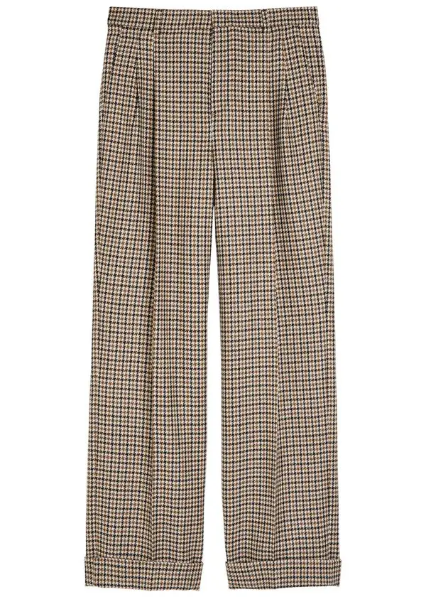 Valentino Garavani Houndstooth Straight-leg Wool Trousers