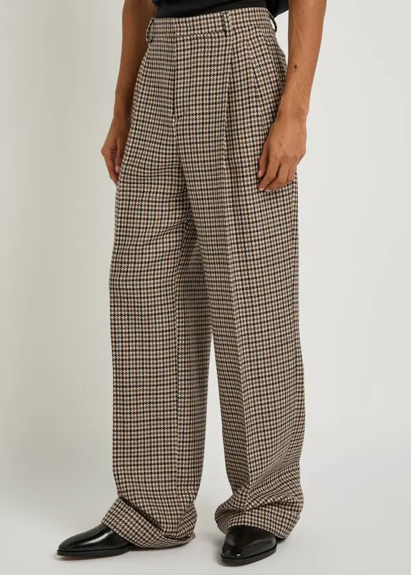Valentino Garavani Houndstooth Straight-leg Wool Trousers