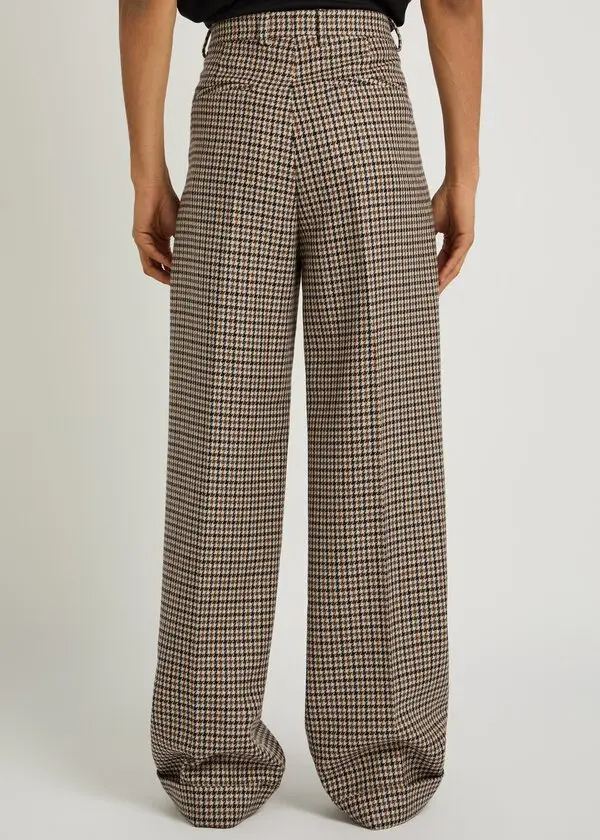 Valentino Garavani Houndstooth Straight-leg Wool Trousers