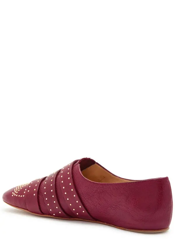 Chloé Susan Stud-embellished Grained Leather Flats