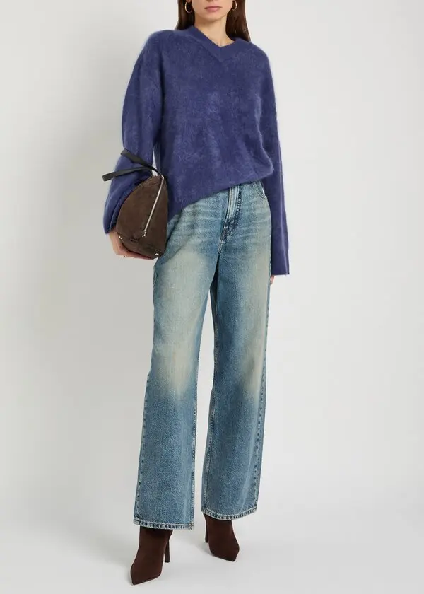 Rag & Bone Jada V-neck Brushed Cashmere Jumper - Blue