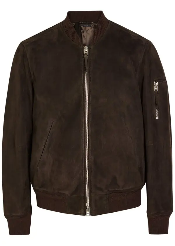 TOM FORD Suede Bomber Jacket - Chocolate