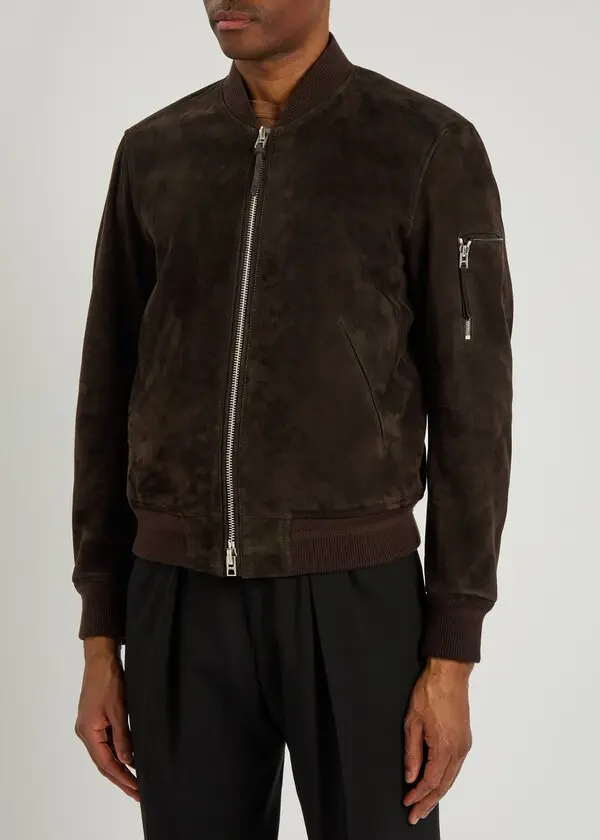 TOM FORD Suede Bomber Jacket - Chocolate