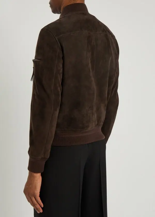 TOM FORD Suede Bomber Jacket - Chocolate