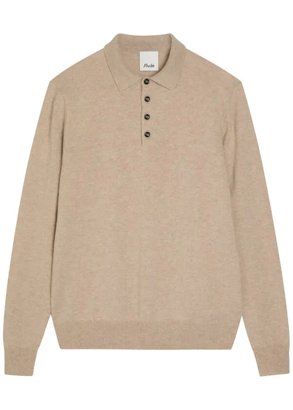 ALLUDE Cashmere Polo Jumper - Beige