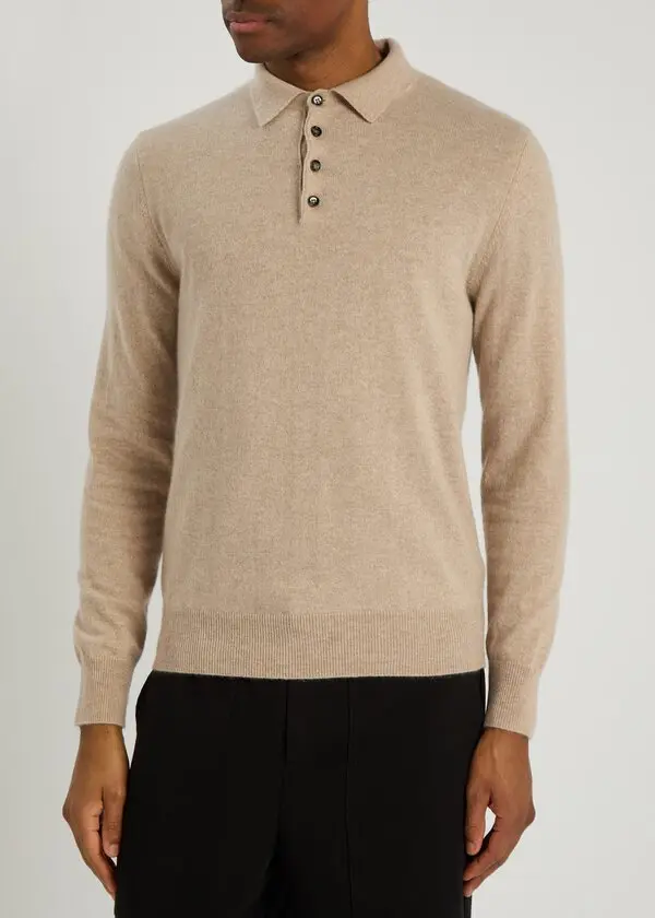 ALLUDE Cashmere Polo Jumper - Beige