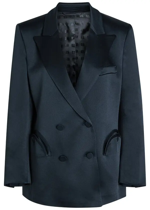 BLAZÉ MILANO Everynight Double-breasted Satin Blazer - Dark Blue