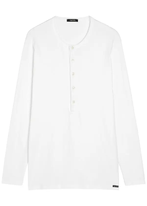 TOM FORD Henley Stretch-cotton Top - White