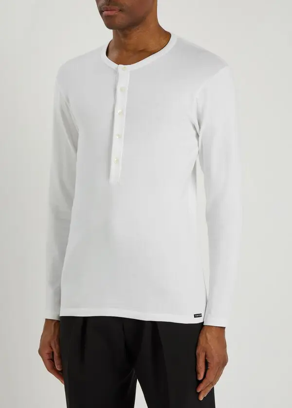 TOM FORD Henley Stretch-cotton Top - White