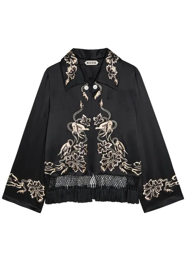 BODE Phantasm Floral Fringed Silk Jacket