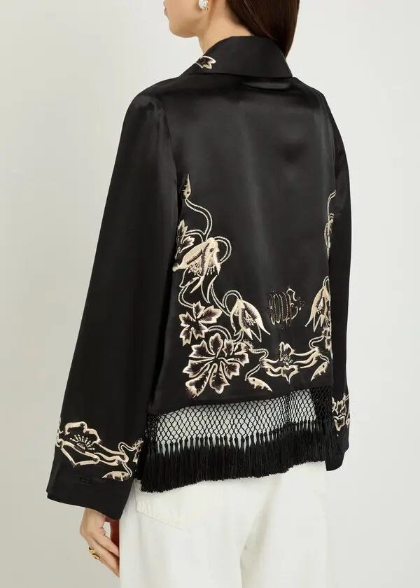 BODE Phantasm Floral Fringed Silk Jacket