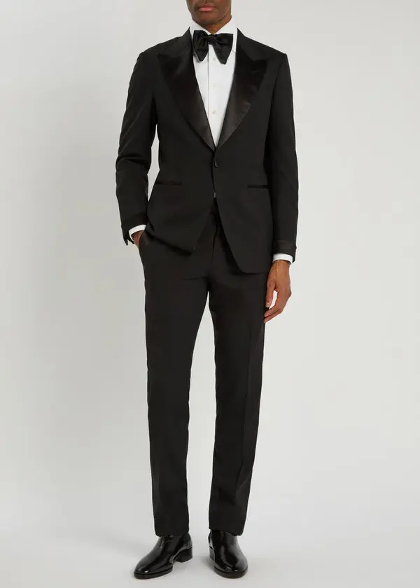TOM FORD Shelton Satin-trimmed Wool Evening Suit - Black