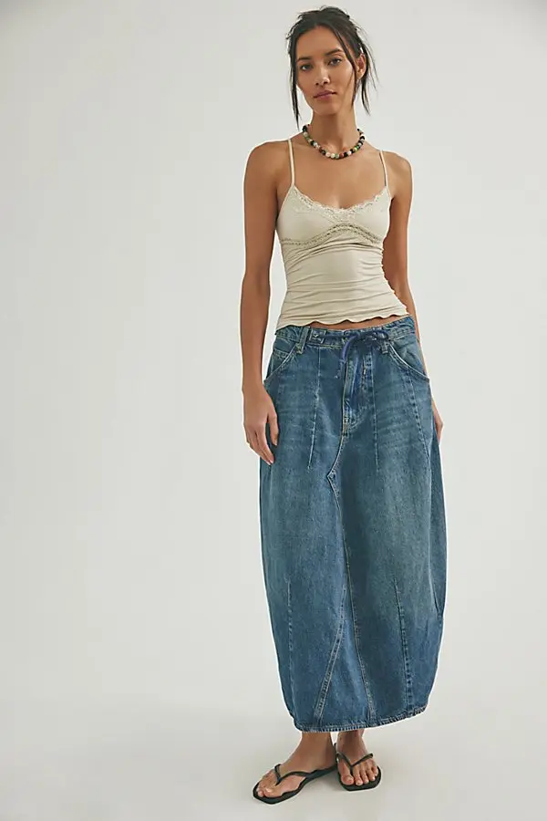 Free People We The Free Bittersweet Denim Maxi Skirt - Keepsake Blue