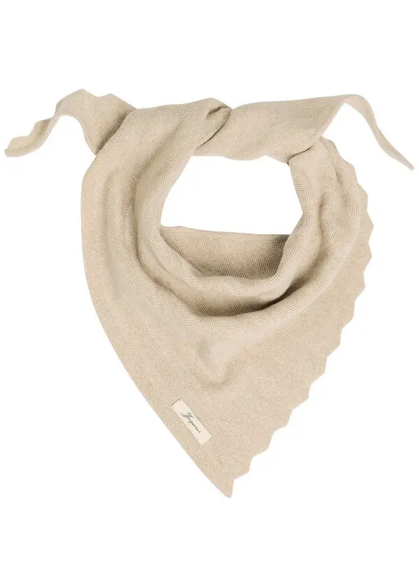 Jacquemus Le Chale Chevron Herringbone Wool And Cashmere-blend Scarf - Beige