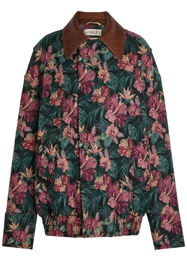 S.S.DALEY Dennis Floral-jacquard Wool-blend Harrington Jacket - Multicoloured 1