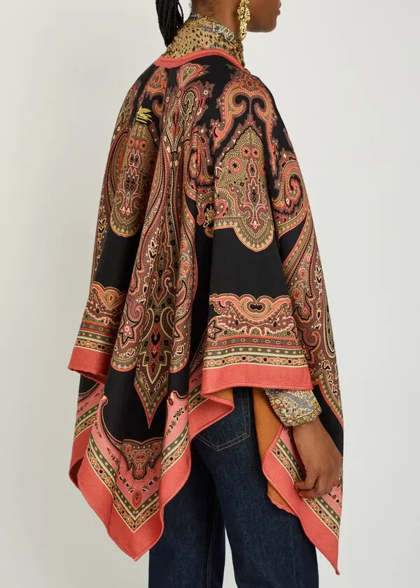Etro Patterned Jacquard Wool-blend Cape - No Colour