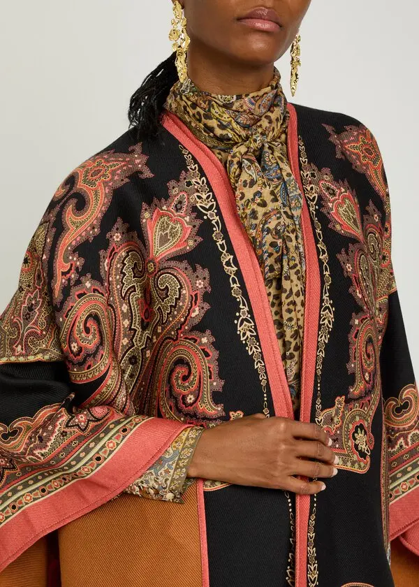 Etro Patterned Jacquard Wool-blend Cape - No Colour