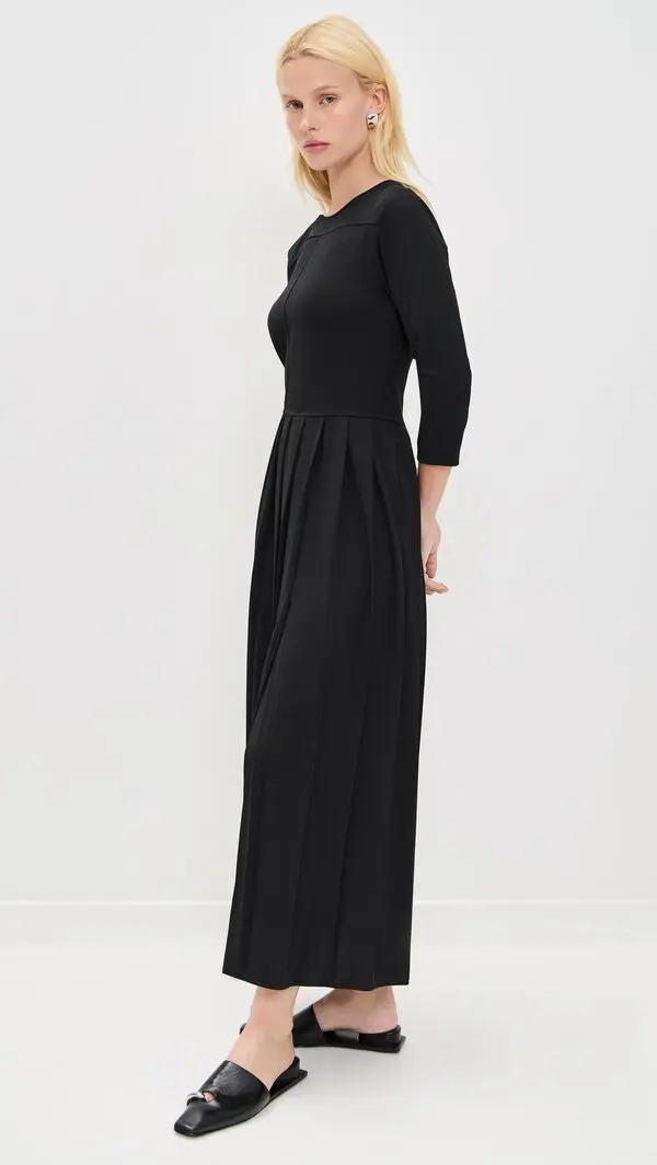 Theory Long Sleeve Pleated Midi Dress