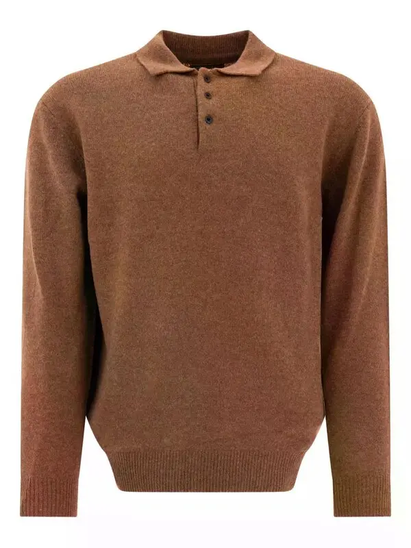 BEAMS Knitted Polo Shirt - Brown