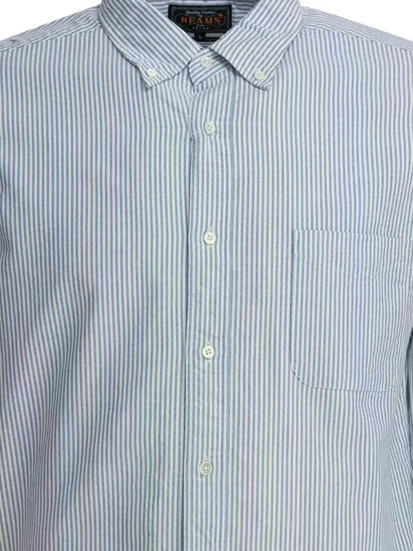 BEAMS B.d. Striped Chest-pocket Shirt - Blue