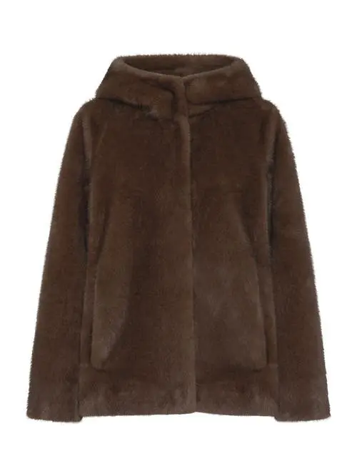 Gerard Darel Morgane Faux Fur Hooded Coat