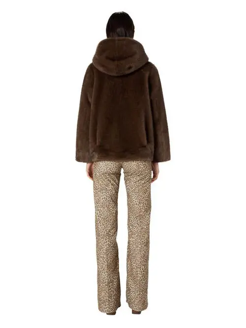 Gerard Darel Morgane Faux Fur Hooded Coat