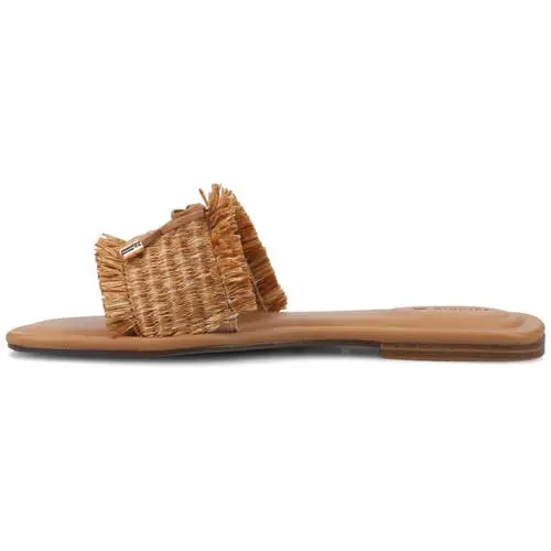 BIRDIES The Kiwi Bow Slide Sandal - Tan Raffia