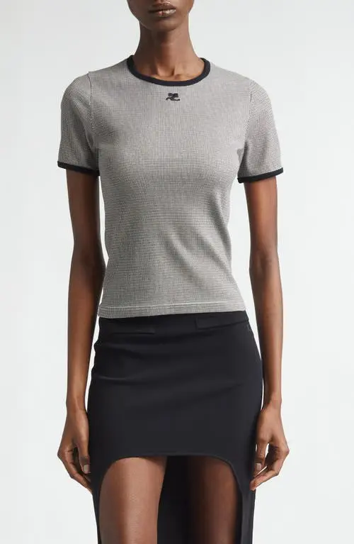 COURREGES Houndstooth Logo T-shirt - Houndstooth/black