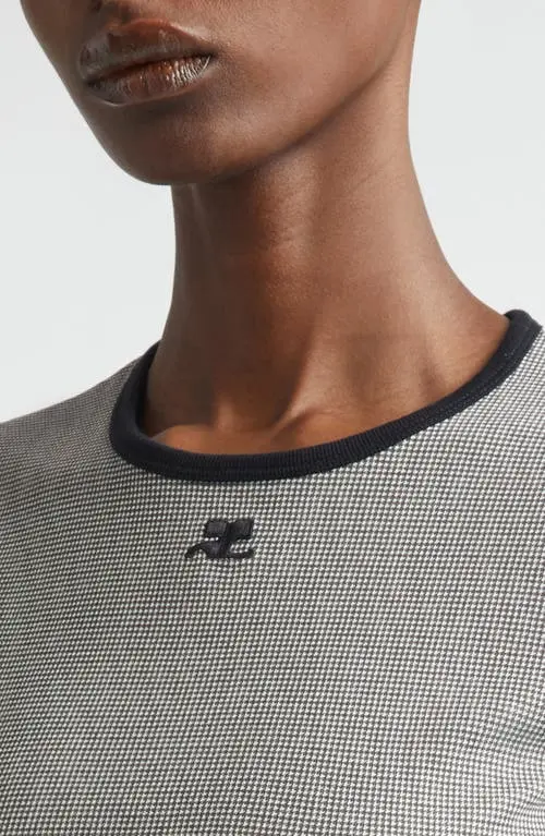 COURREGES Houndstooth Logo T-shirt - Houndstooth/black